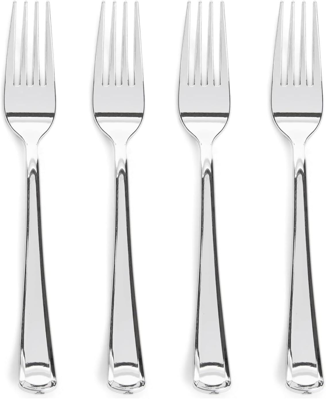 Prestee 100 Pack Silver Plastic Forks Heavy-Duty - Elegant Disposable ...