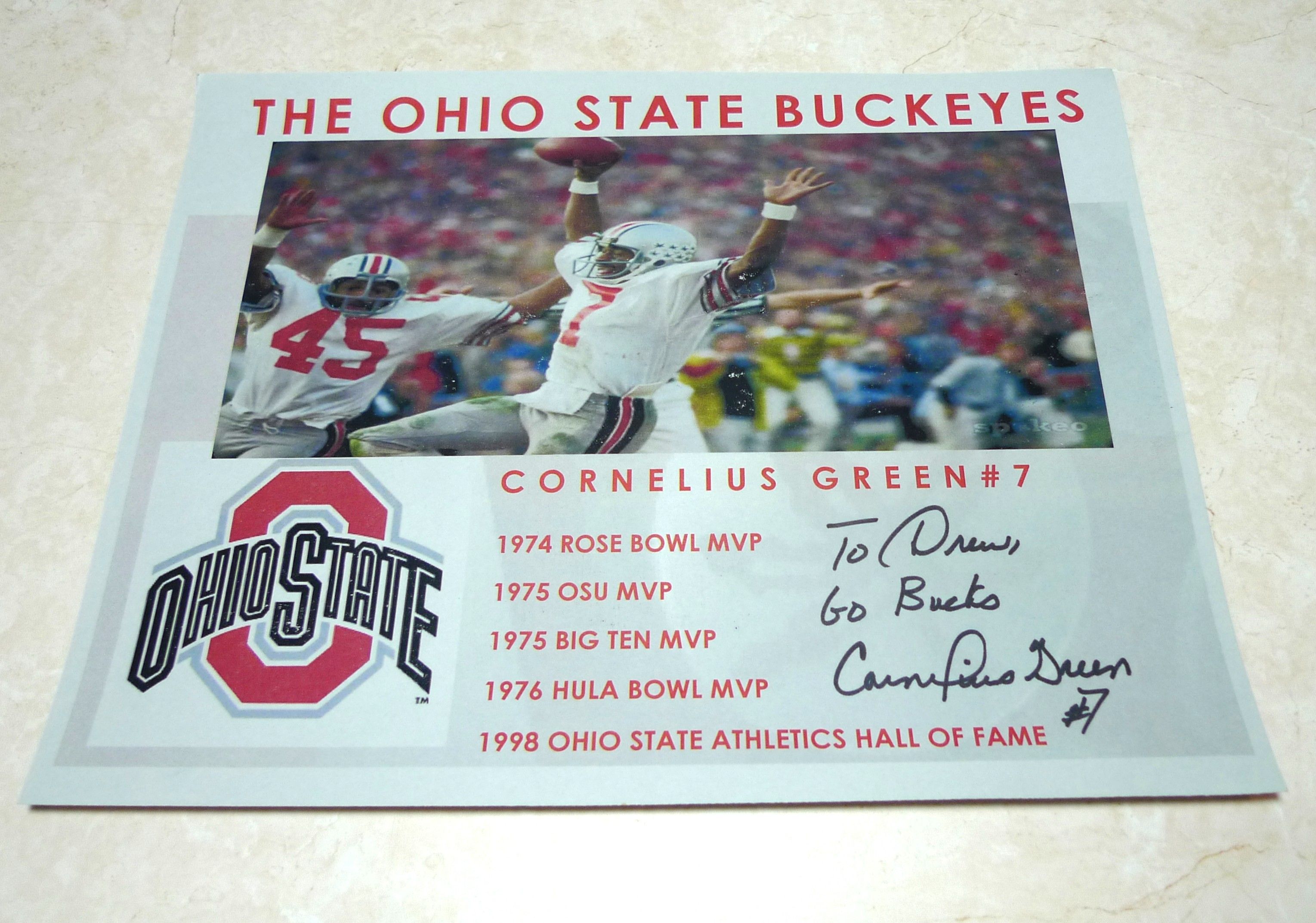 Cornelius Green #7 Autographed Cardstock Photo