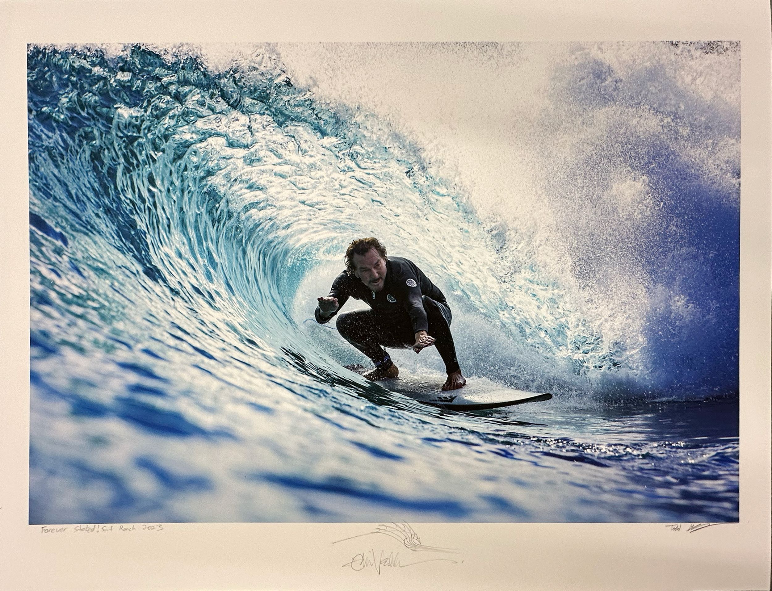 Eddie Vedder Signed “Getting Barrelled at The Surf Ranch” Print with ...