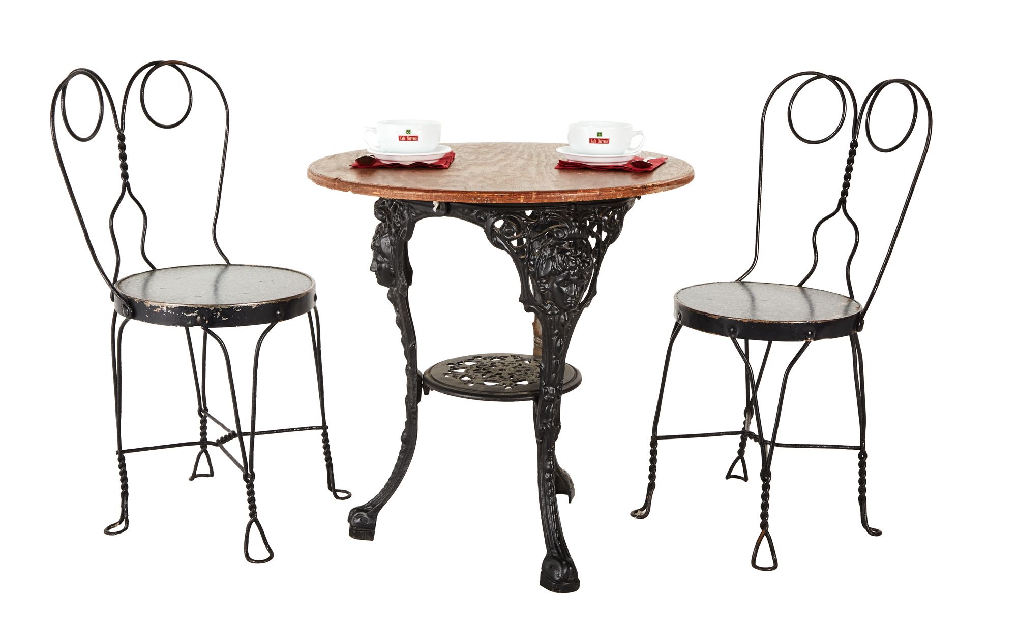 Frasier | Cafe Nervosa Ornate Metal Table with Chairs and Set Decoration