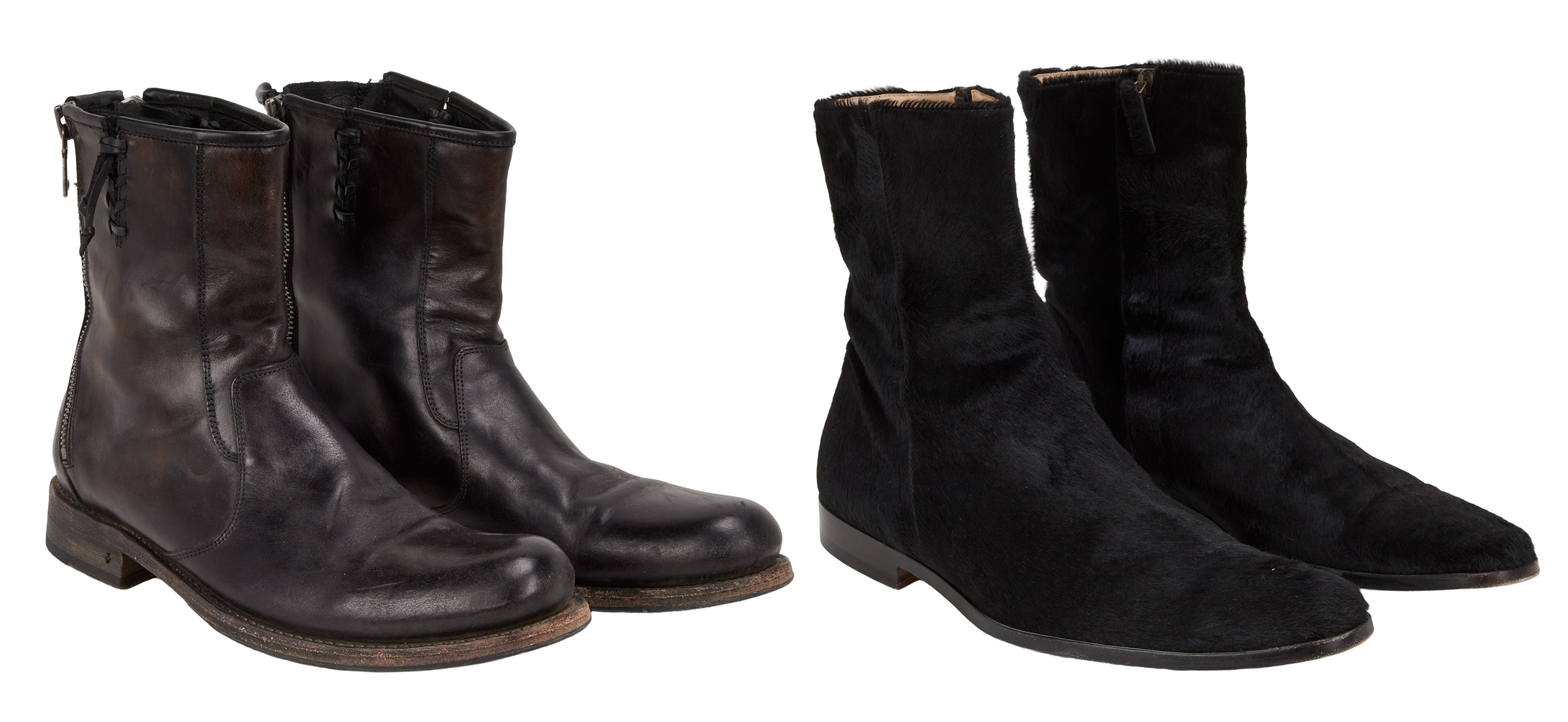 Joe Walsh | Black Leather and Fur Ankle Boots