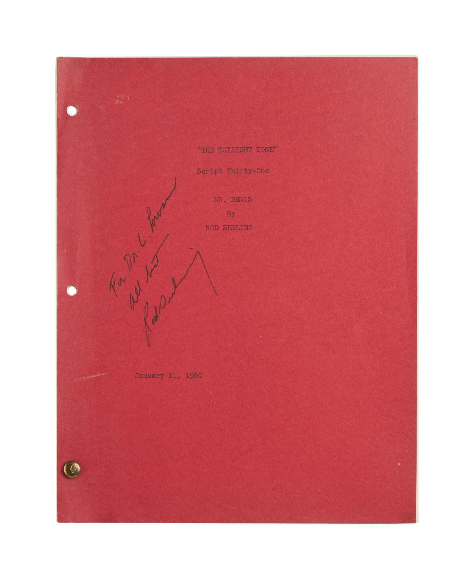 The Twilight Zone | Rod Serling Signed "Mr. Bevis" Script