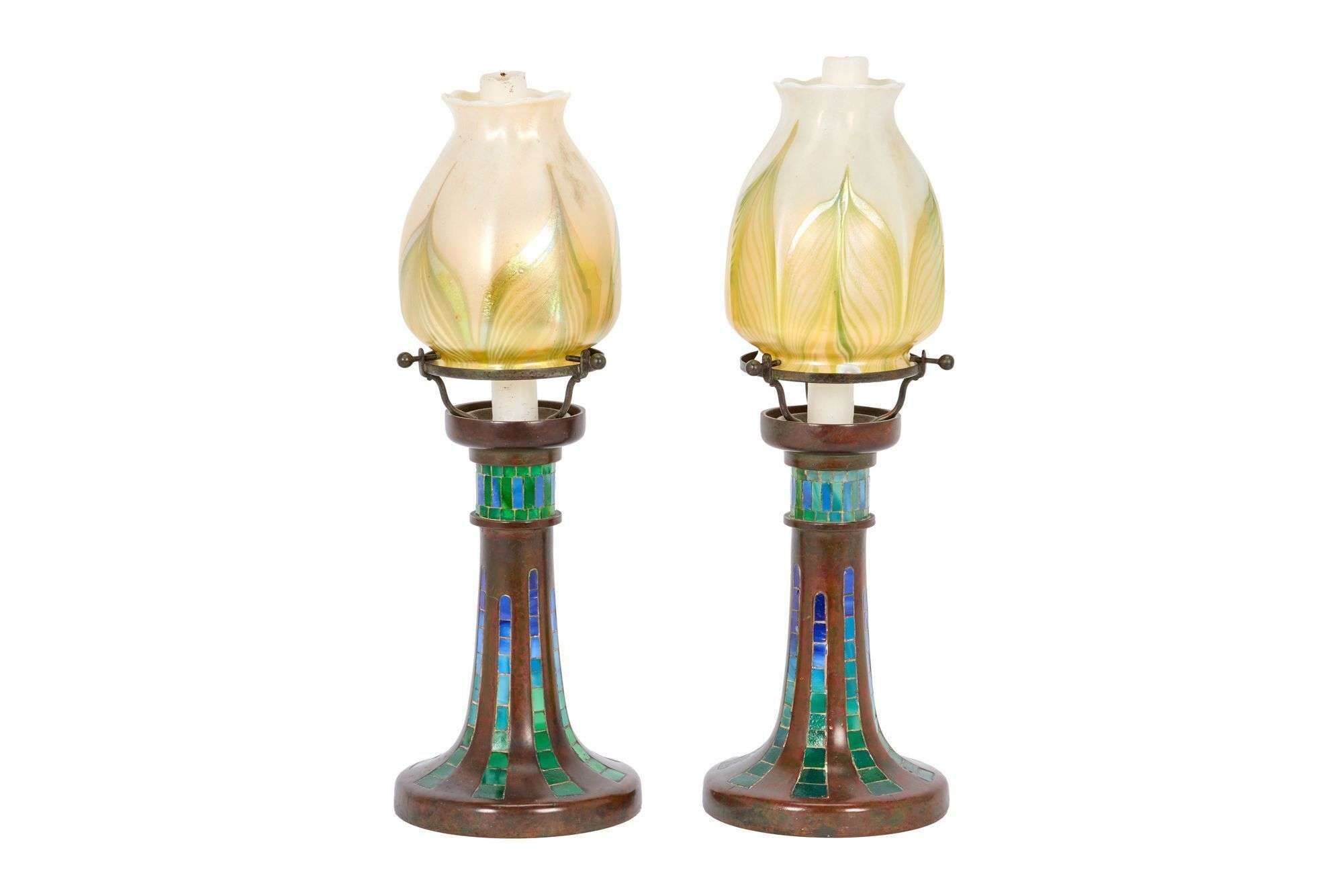 Whoopi Goldberg | Tiffany Studios Pair of Lighthouse Candlesticks