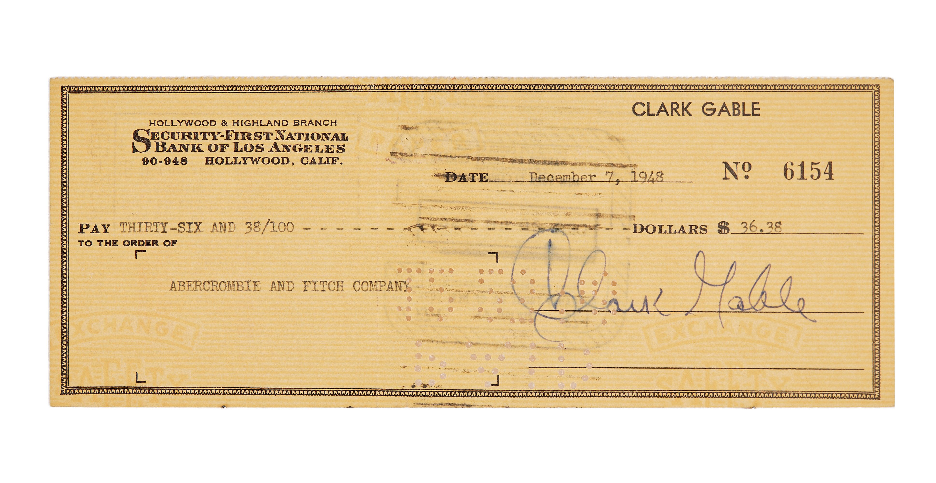 Clark Gable | Signed Check