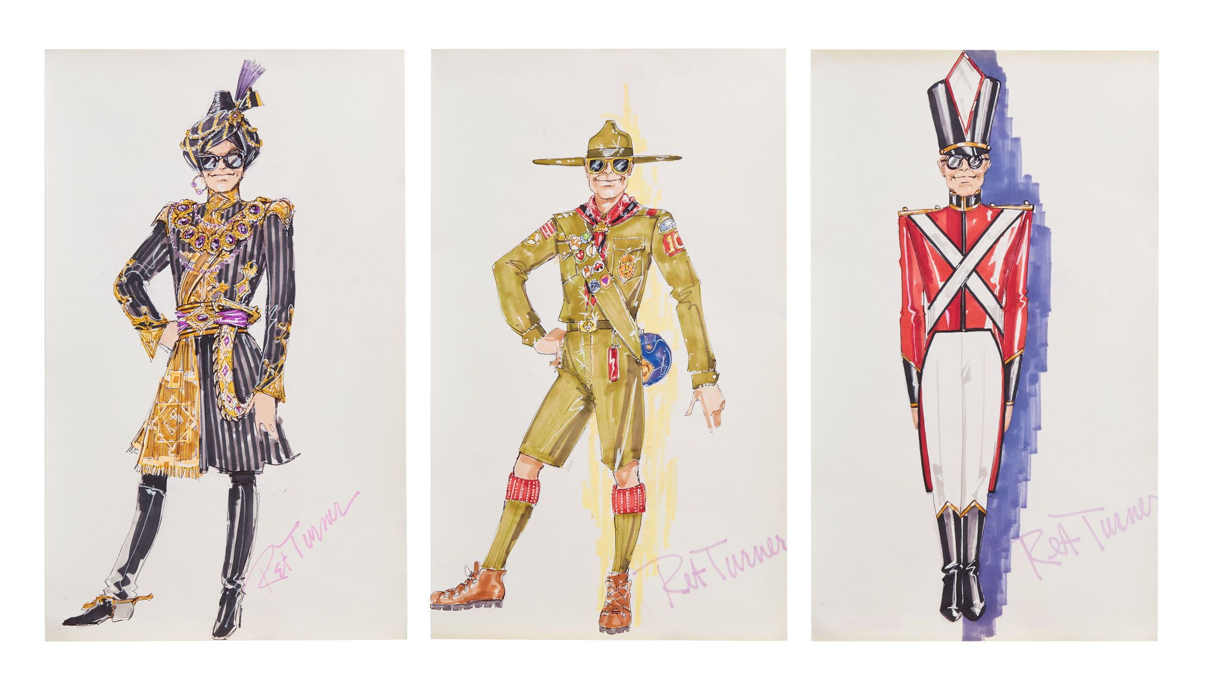 Elton John | Ret Turner Costume Illustrations and Tour Poster