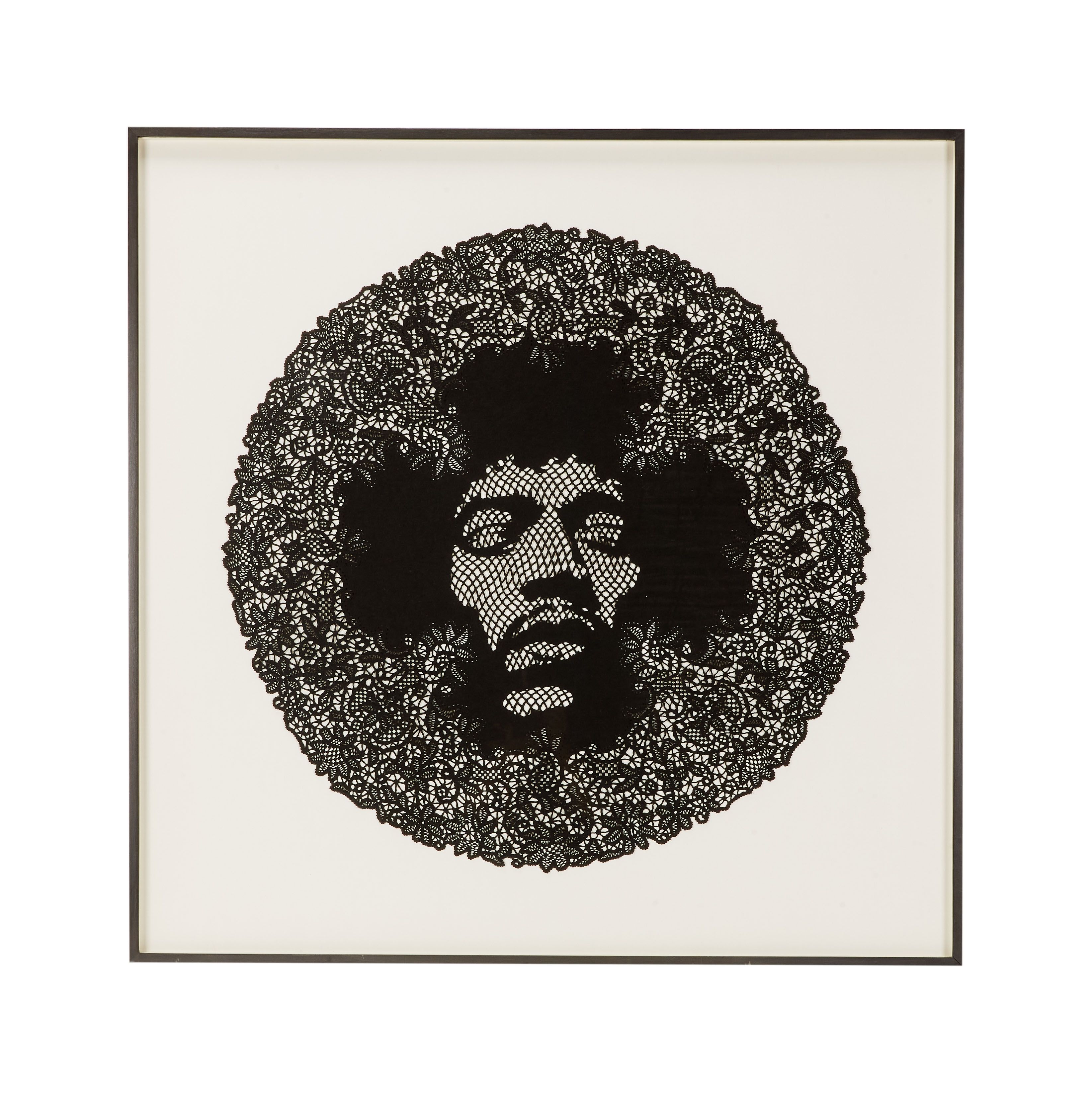 Jimi Hendrix | Framed Aric Obrosey Cut Paper Centerpiece