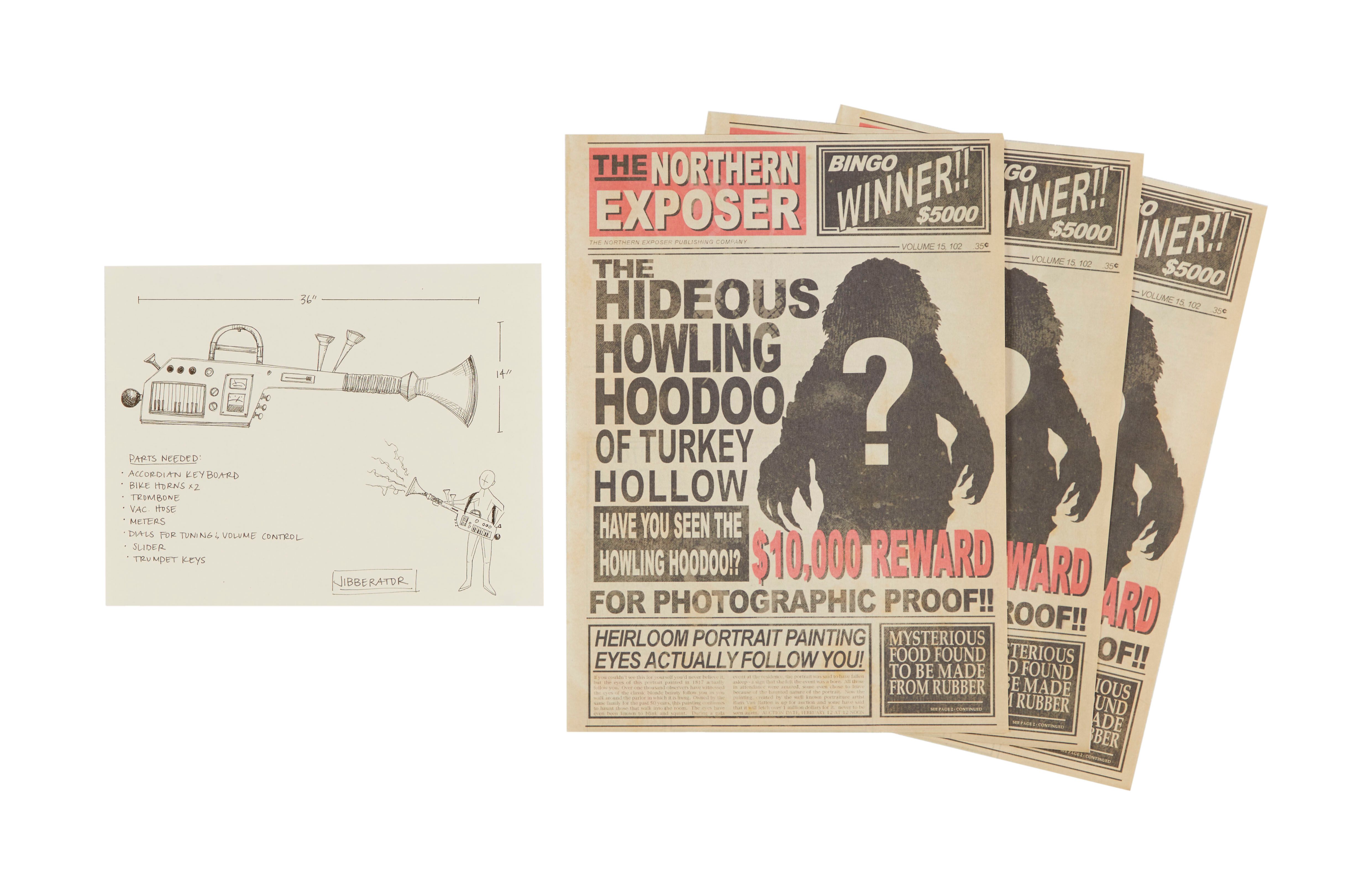 Turkey Hollow | "The Jibberator" Design Sketch and Newspapers Props