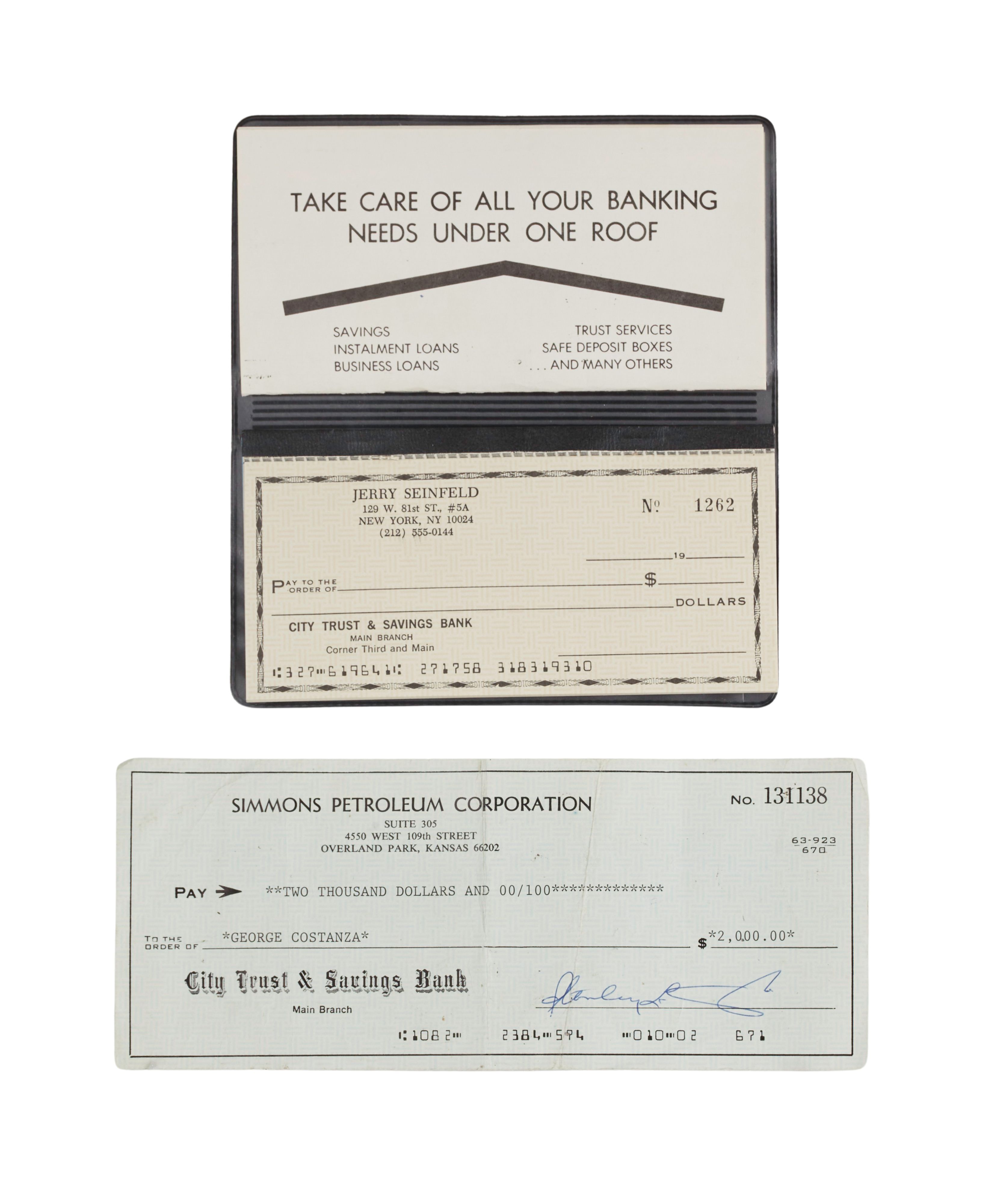 Seinfeld | Jerry Seinfeld Prop Checkbook with George Costanza (Jason ...