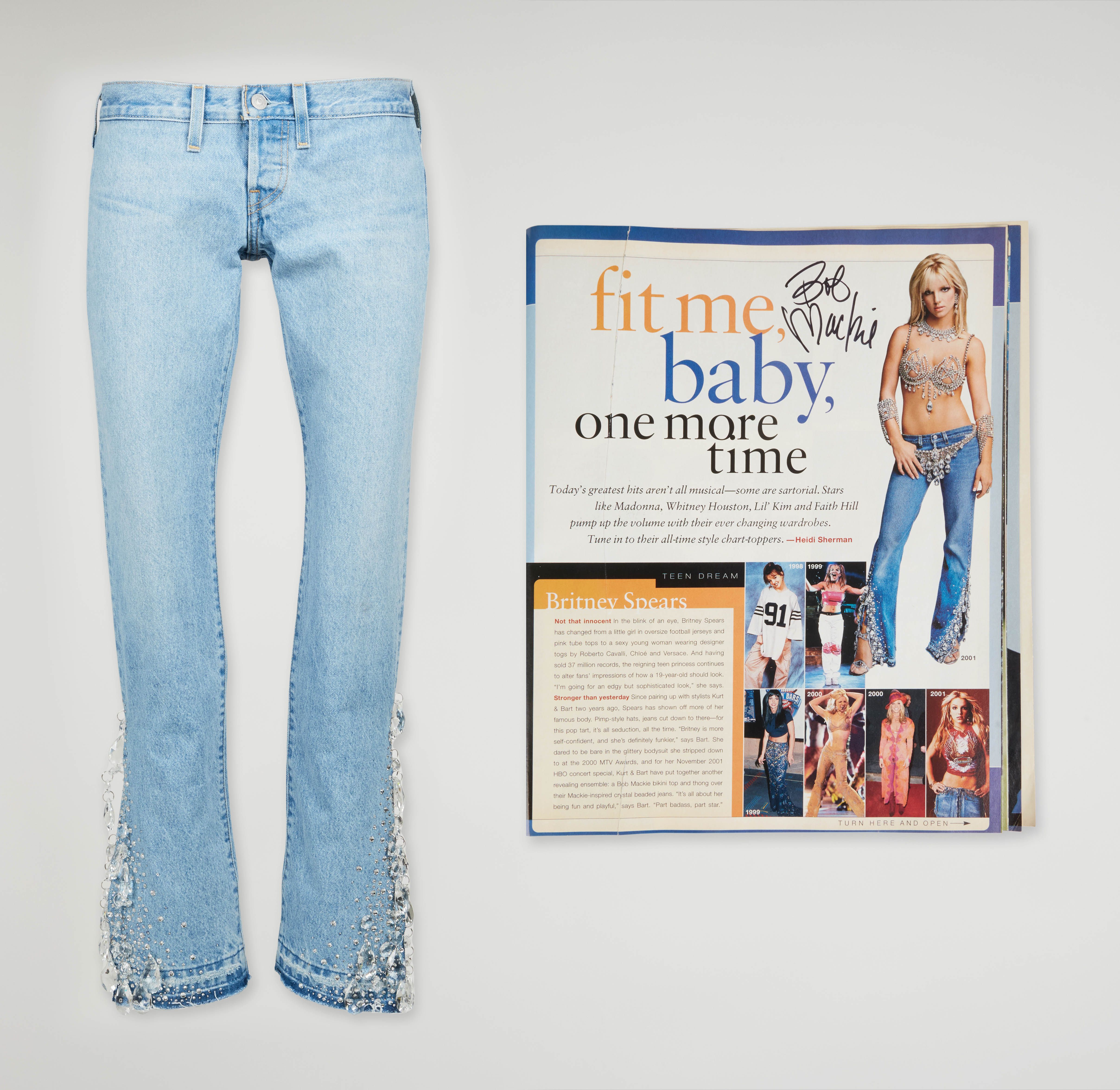 Britney Spears | 2001 Reproduction Embellished Denim with Signed Magazine