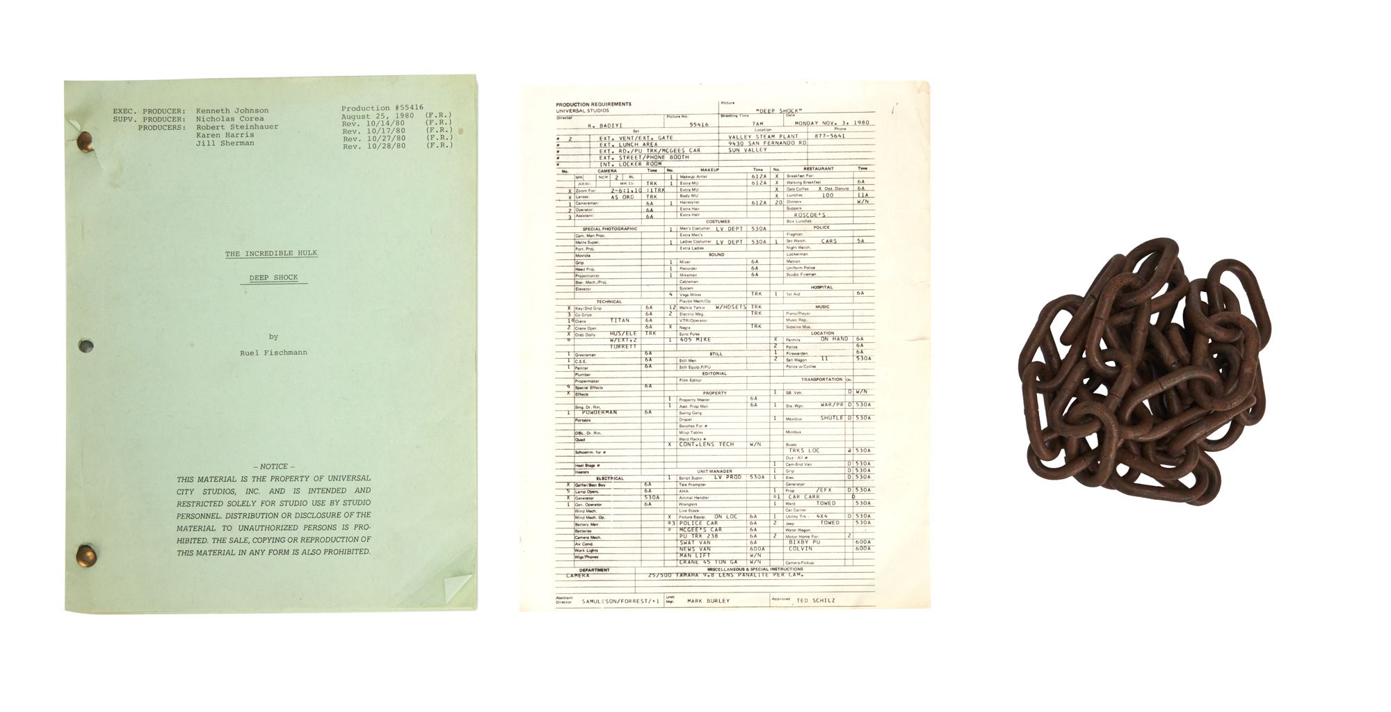 The Incredible Hulk | Rubber Chain Prop with "Deep Shock" Shooting ...