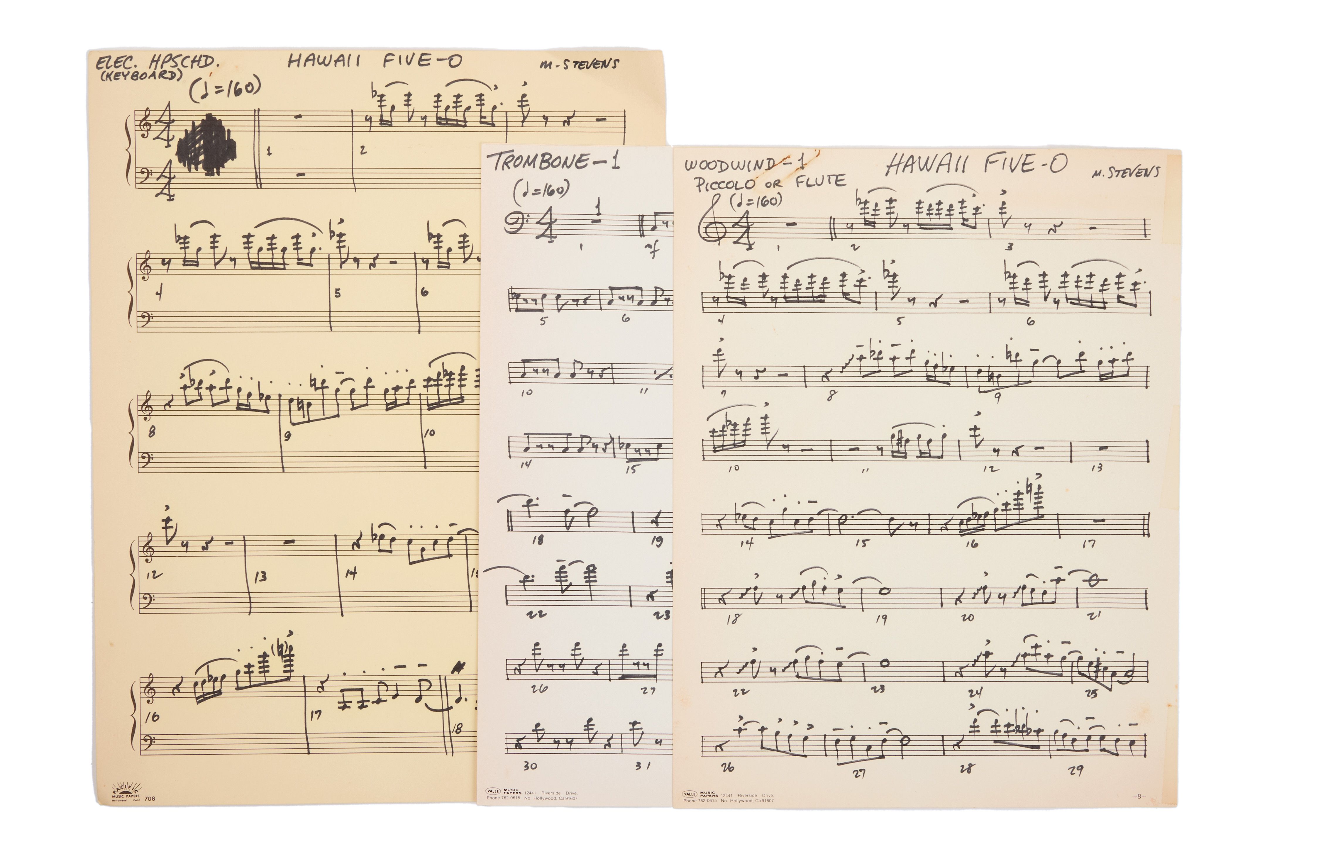 Hawaii Five-O | Morton Stevens Theme Song Orchestration Charts with ...