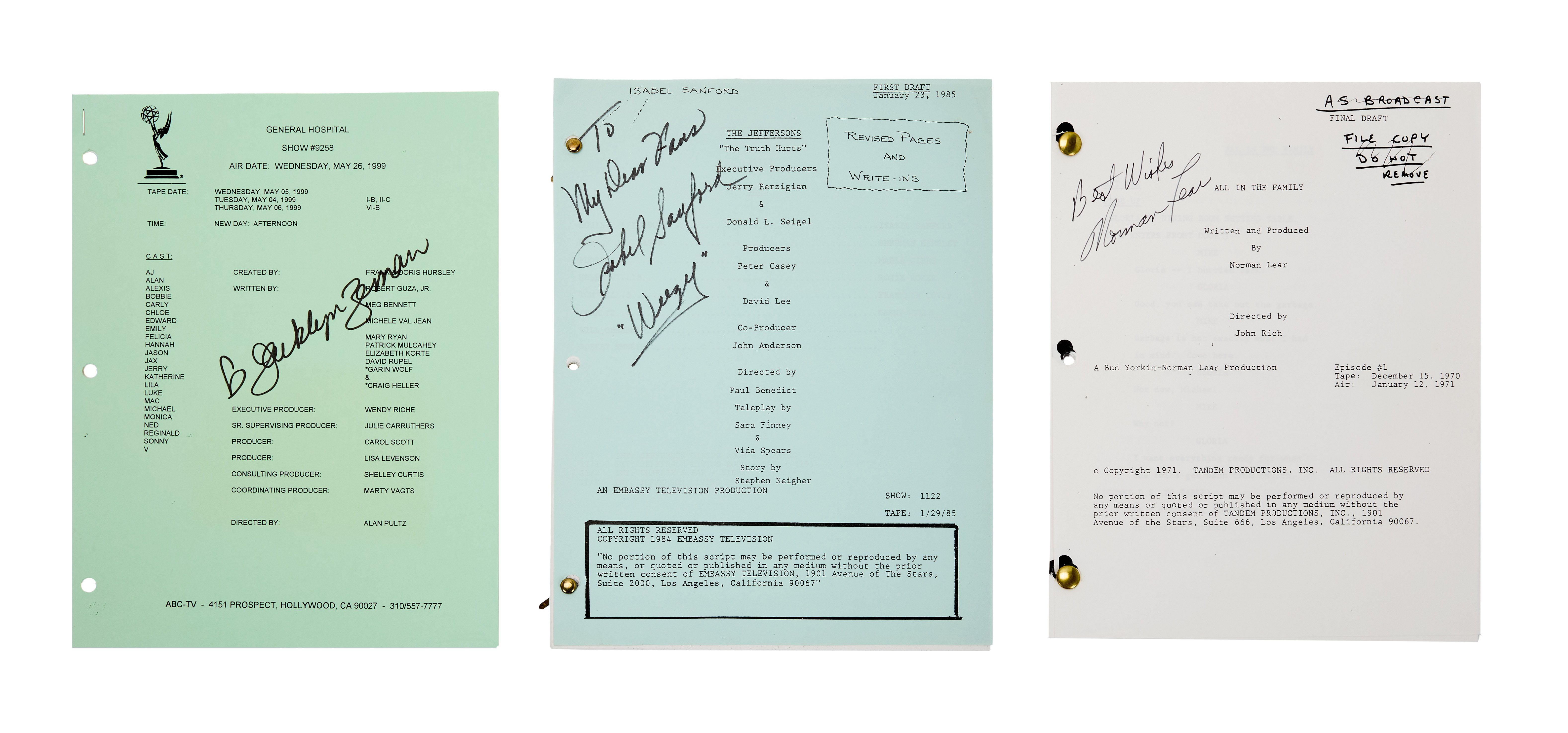 ABC / CBS | Signed All in the Family, The Jeffersons, and General ...