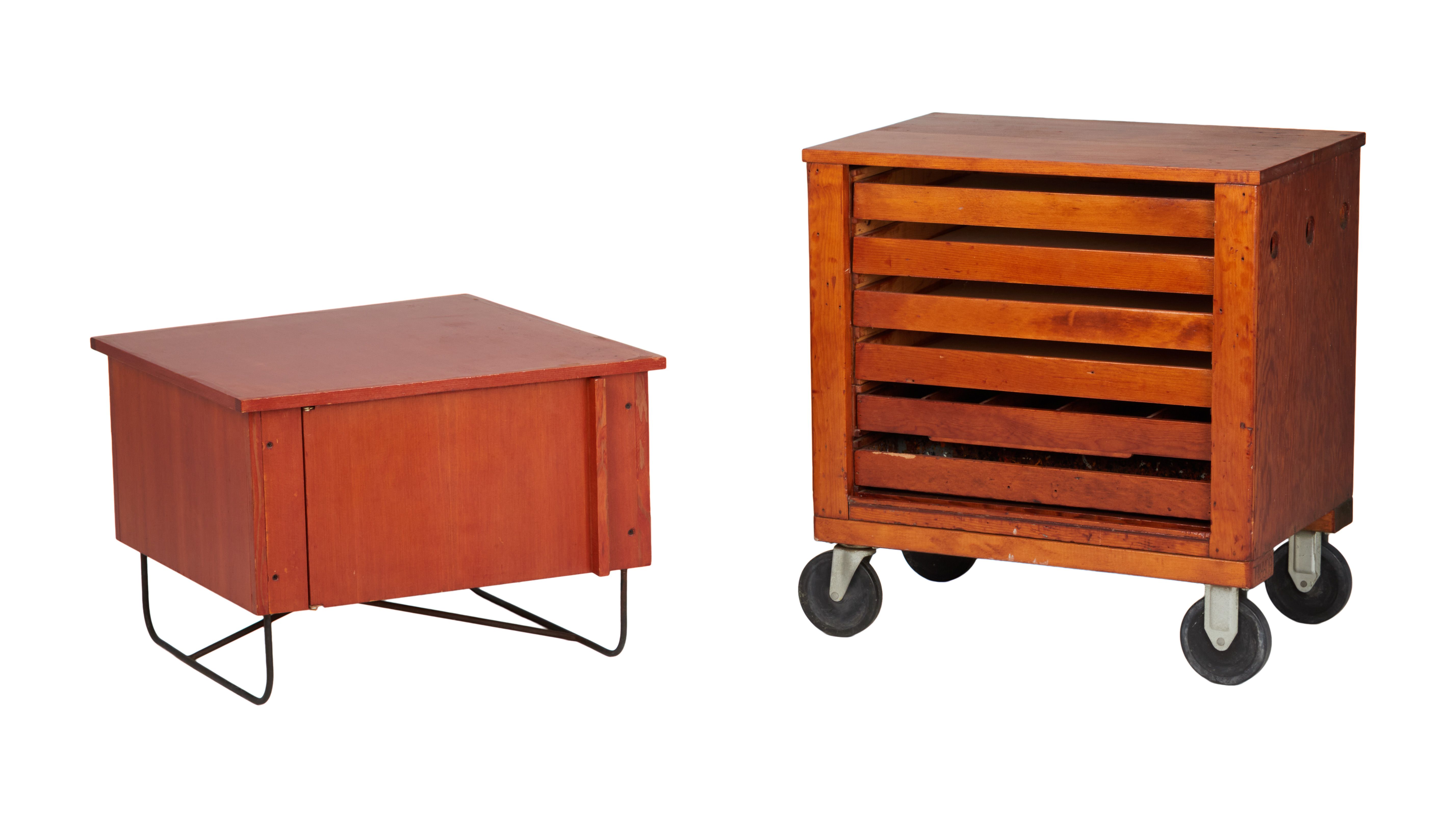 David Lynch | Personally Restored 1940s Paint Drawers from Universal Studios with Cabinet Side Table
