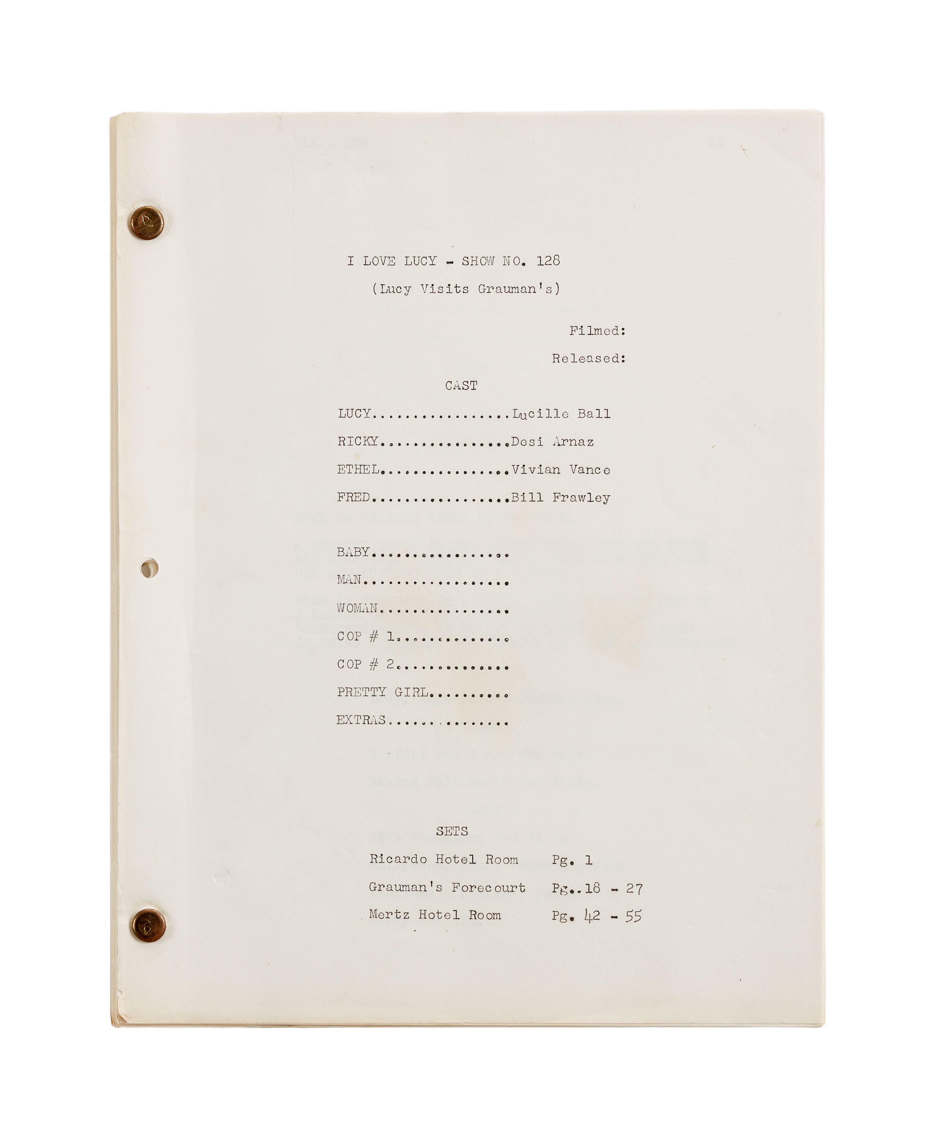 I Love Lucy | "Lucy Visits Grauman's" Script