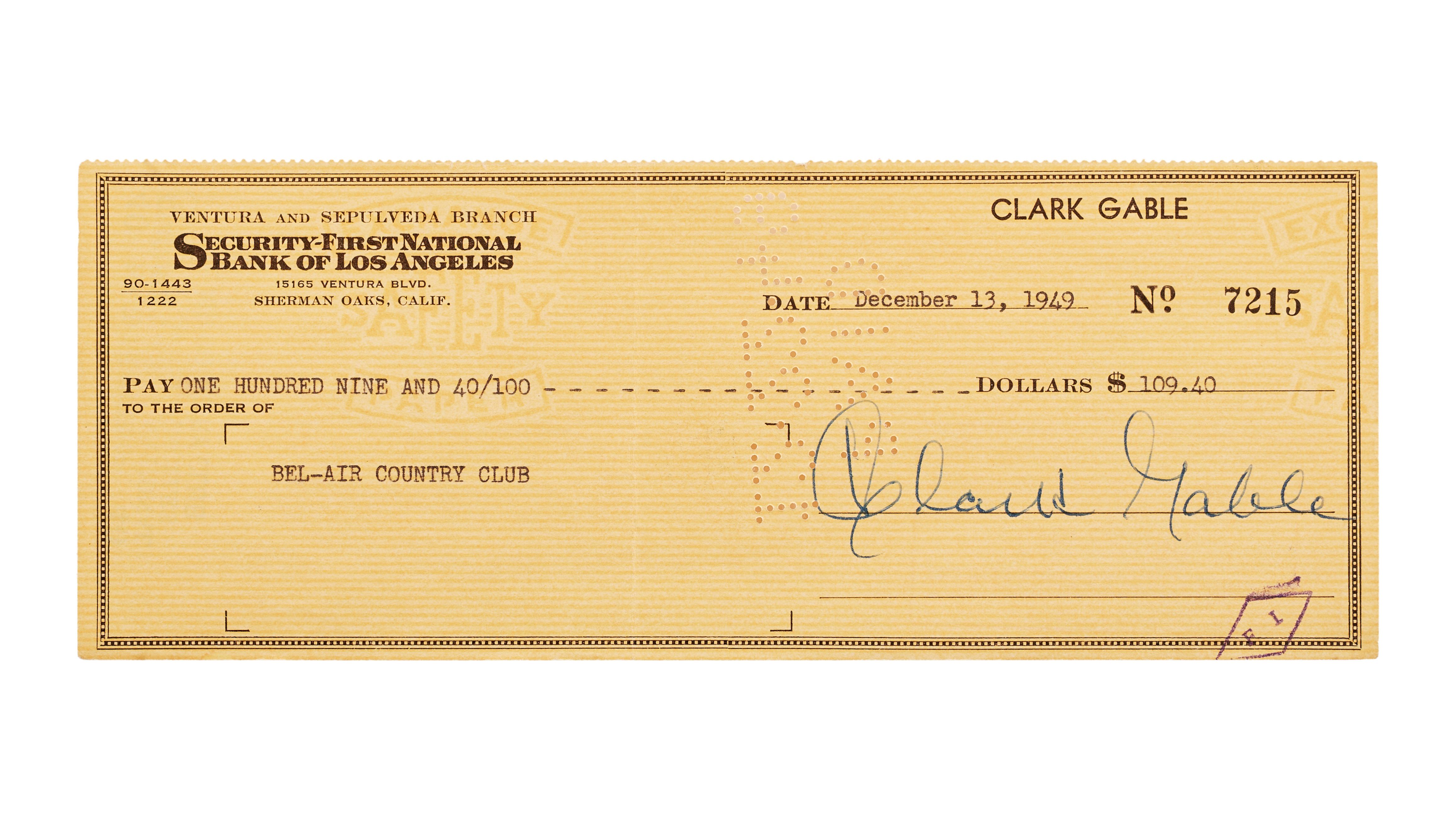 Clark Gable | 1949 Signed Check
