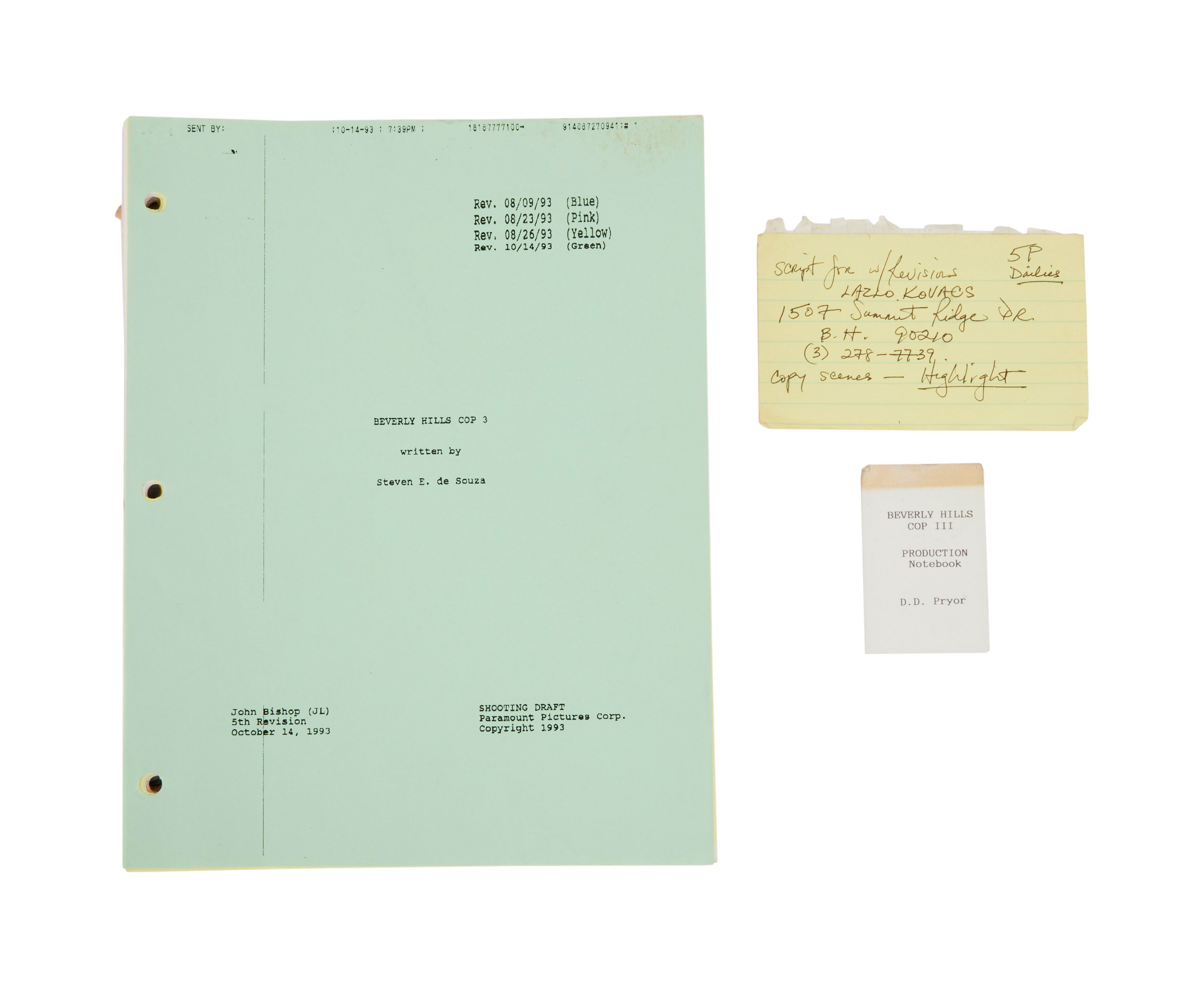 Beverly Hills Cop 3 | Original Script with Production Documents