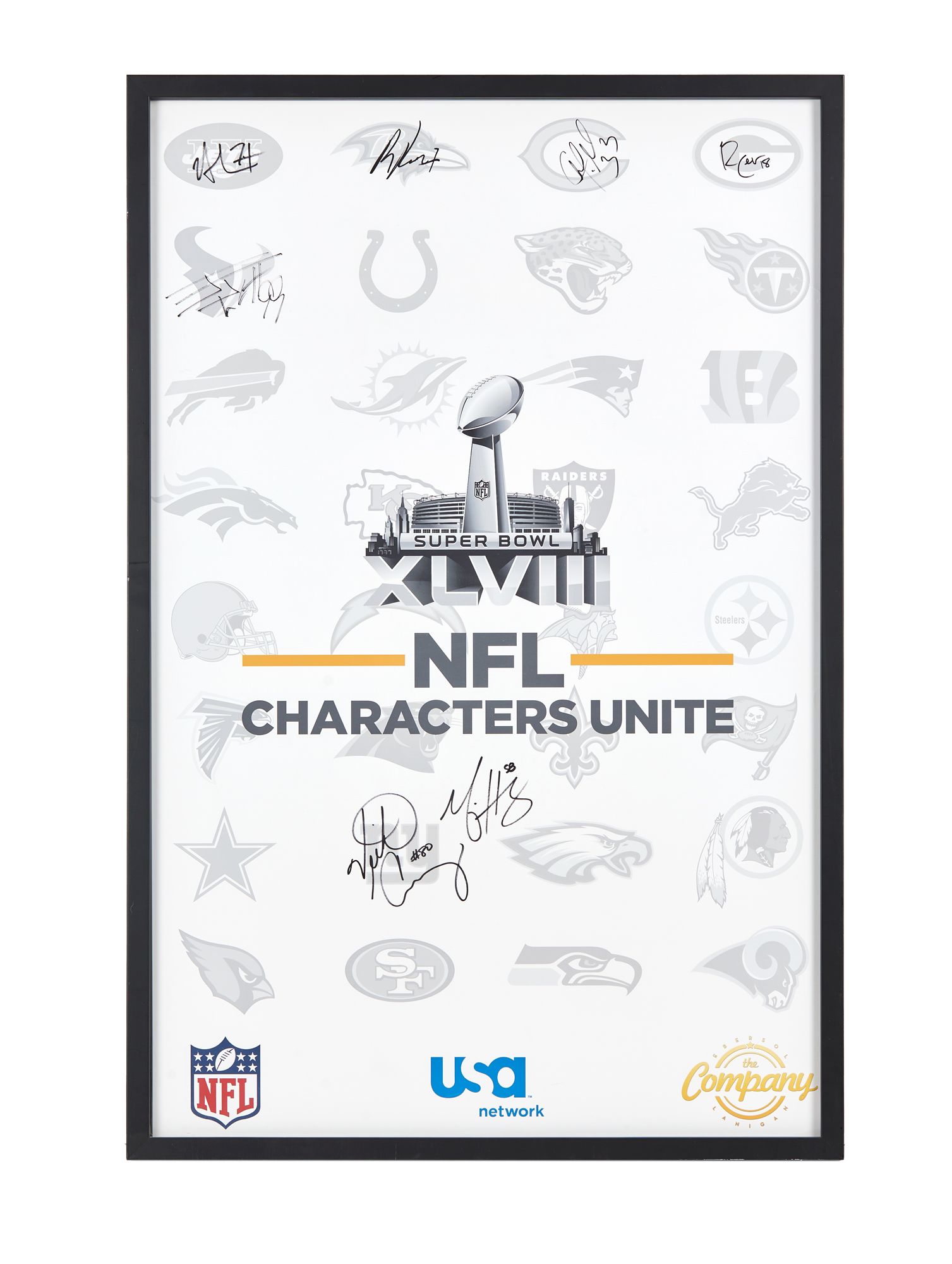 NFL Stars | Multi-Signed 2013 USA Network "Characters Unite" Poster