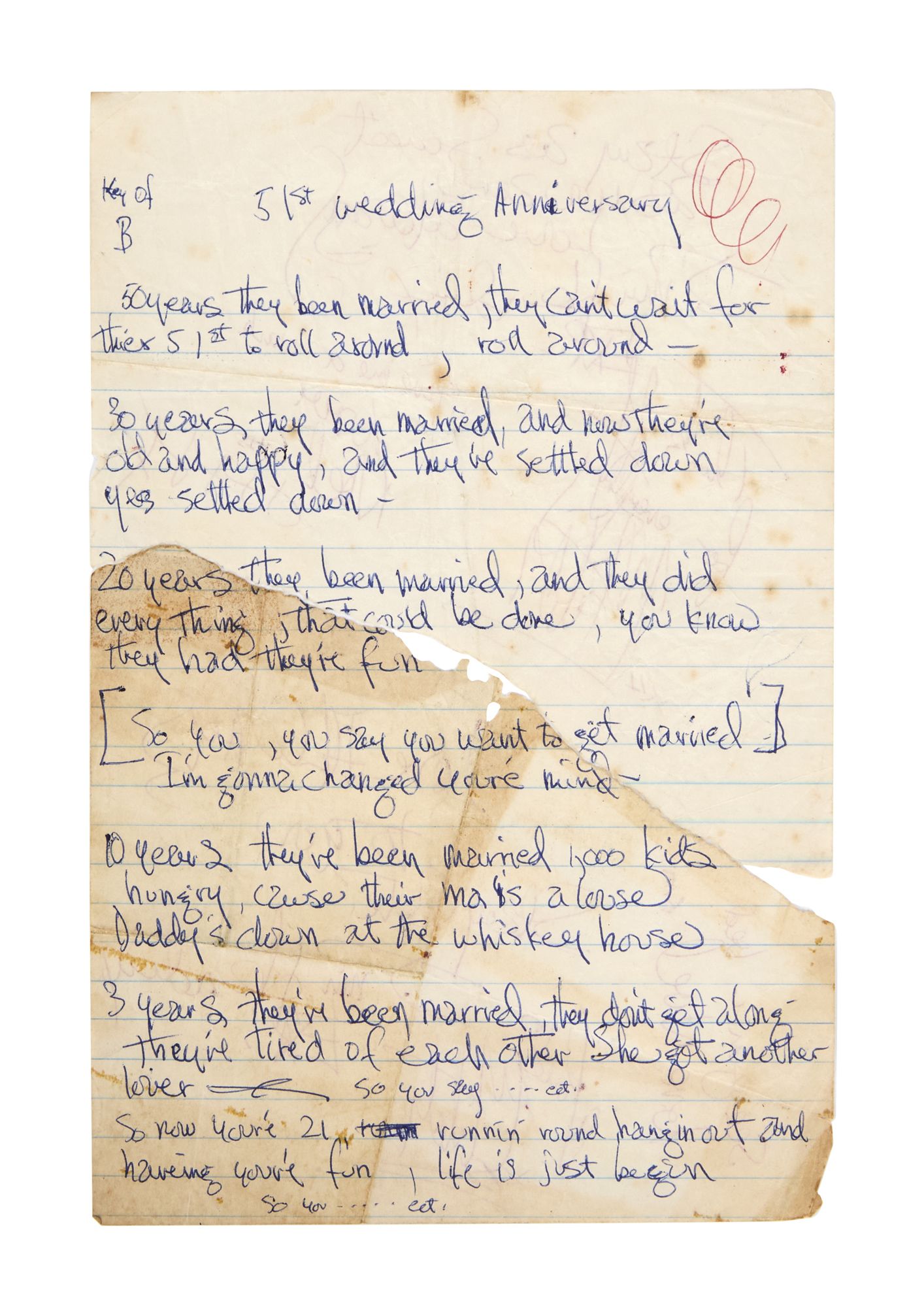 Jimi Hendrix | Signed 1967 "51st Anniversary" Handwritten Lyrics