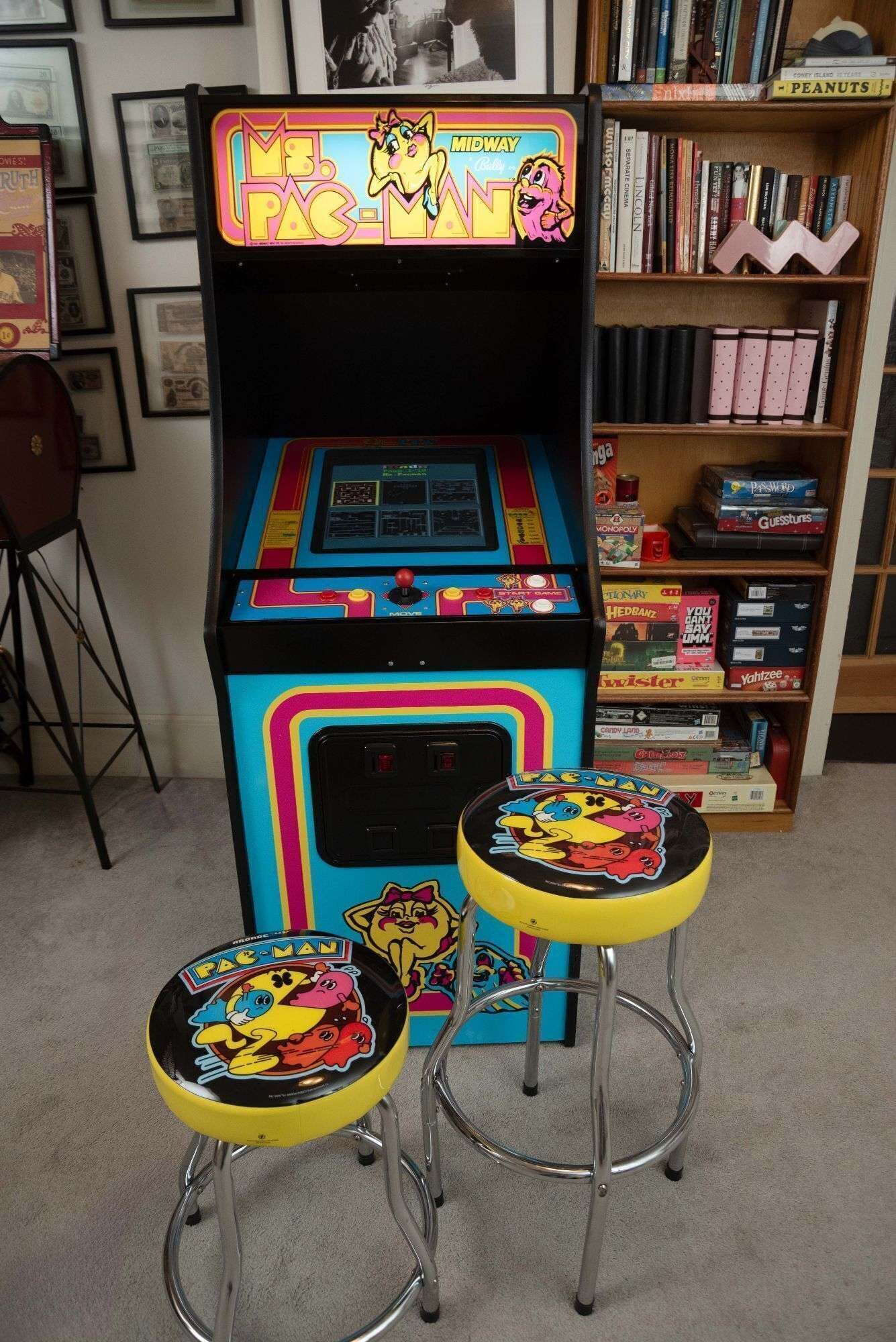 Whoopi Goldberg | Ms. Pacman Arcade Game and Two Ms. Pacman Stools