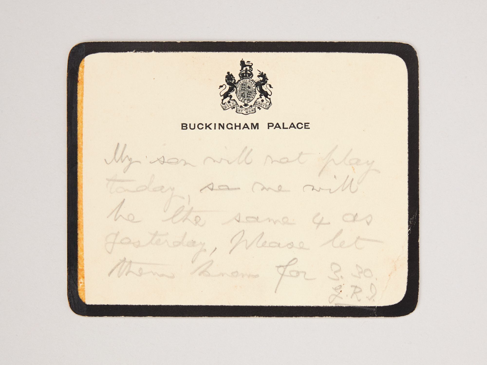King George V | 1912 Handwritten Note on Buckingham Palace Card