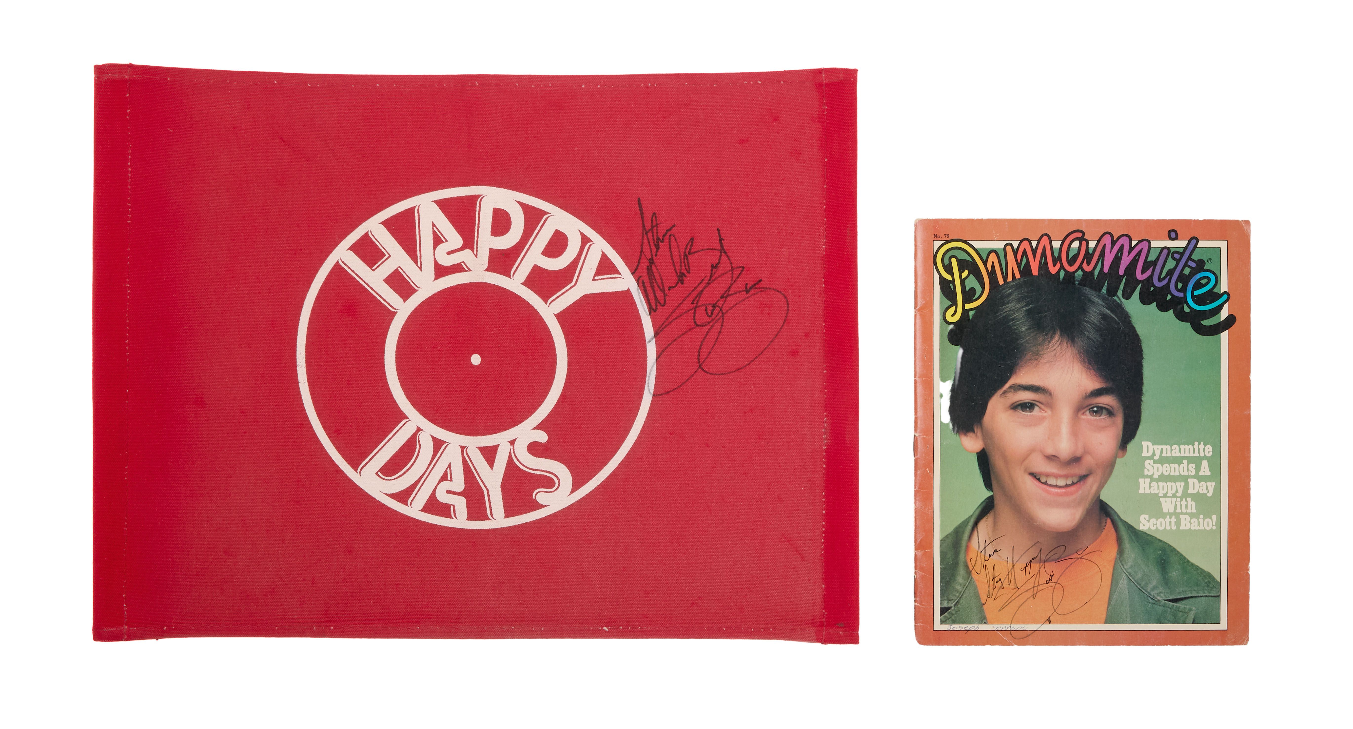 Happy Days | Scott Baio Signed Chairback with Signed Dynamite Magazine