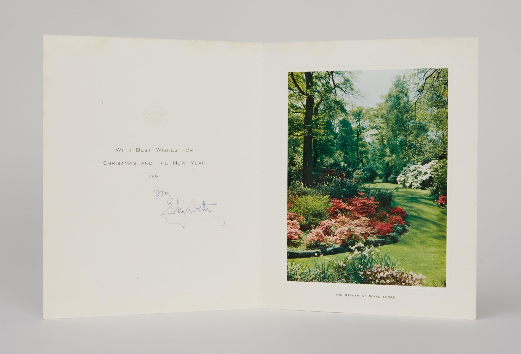 Queen Elizabeth, The Queen Mother | 1961 Signed Holiday Card