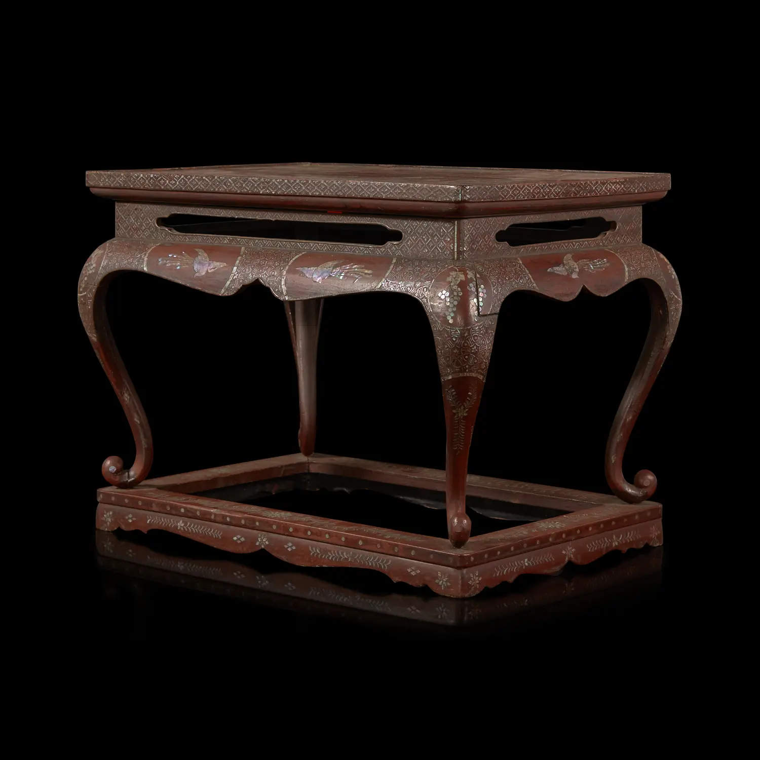 A Japanese Mother-of-Pearl Inlaid Dark Brown Lacquer... | Freeman's